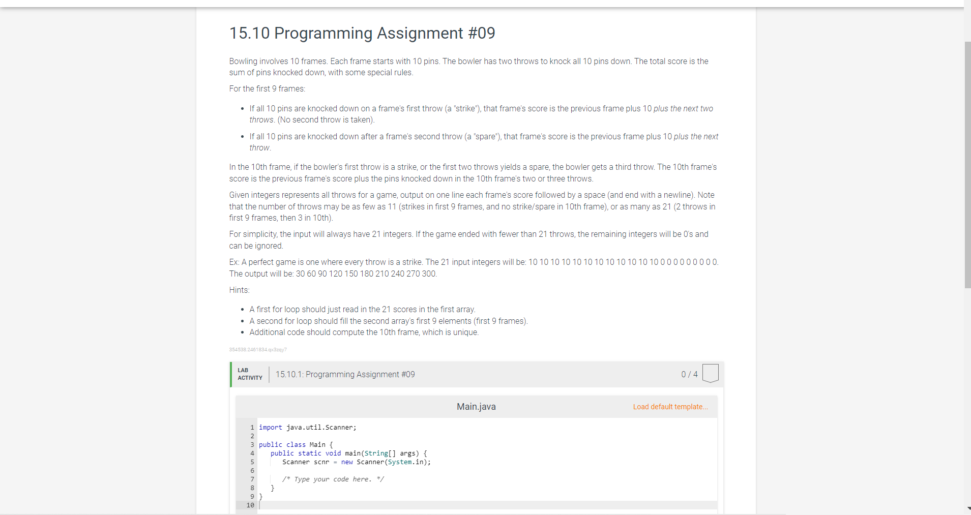 Solved 15.10 Programming Assignment #09 Bowling involves 10 | Chegg.com