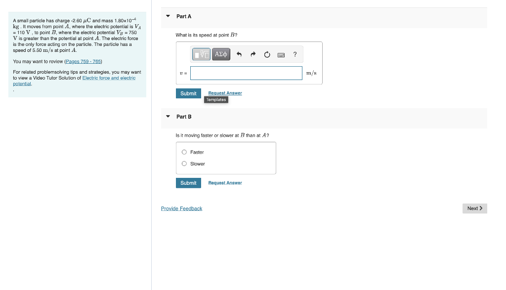Solved Part A A small particle has charge -2.60 4C and mass | Chegg.com