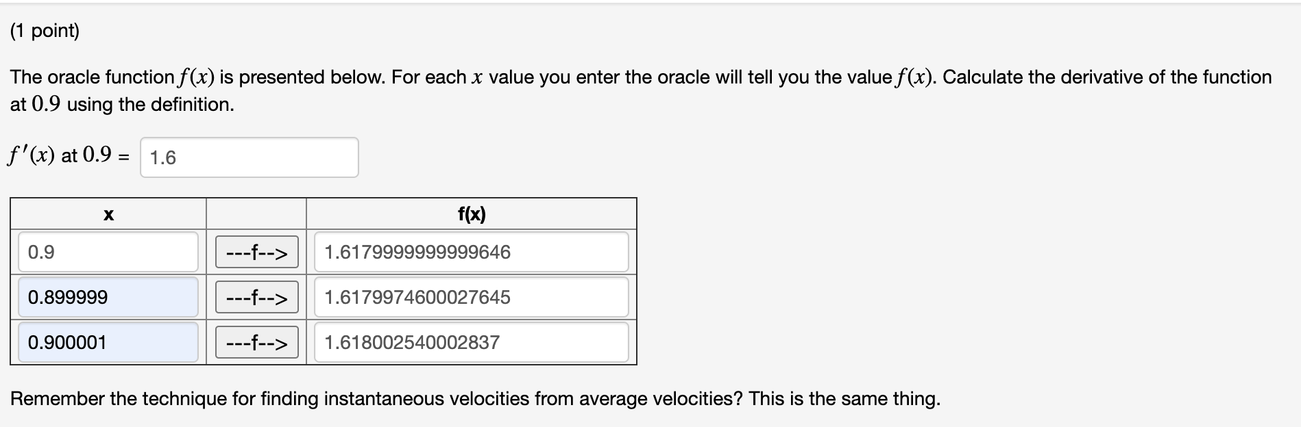 Solved (1 point) The oracle function f(x) is presented | Chegg.com