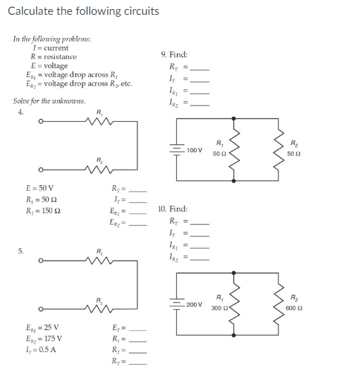 Solved Calculate the following circuits In the following | Chegg.com