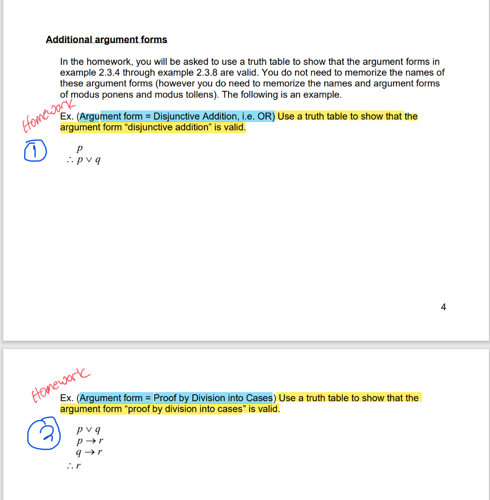 Solved Additional argument forms In the homework, you will | Chegg.com