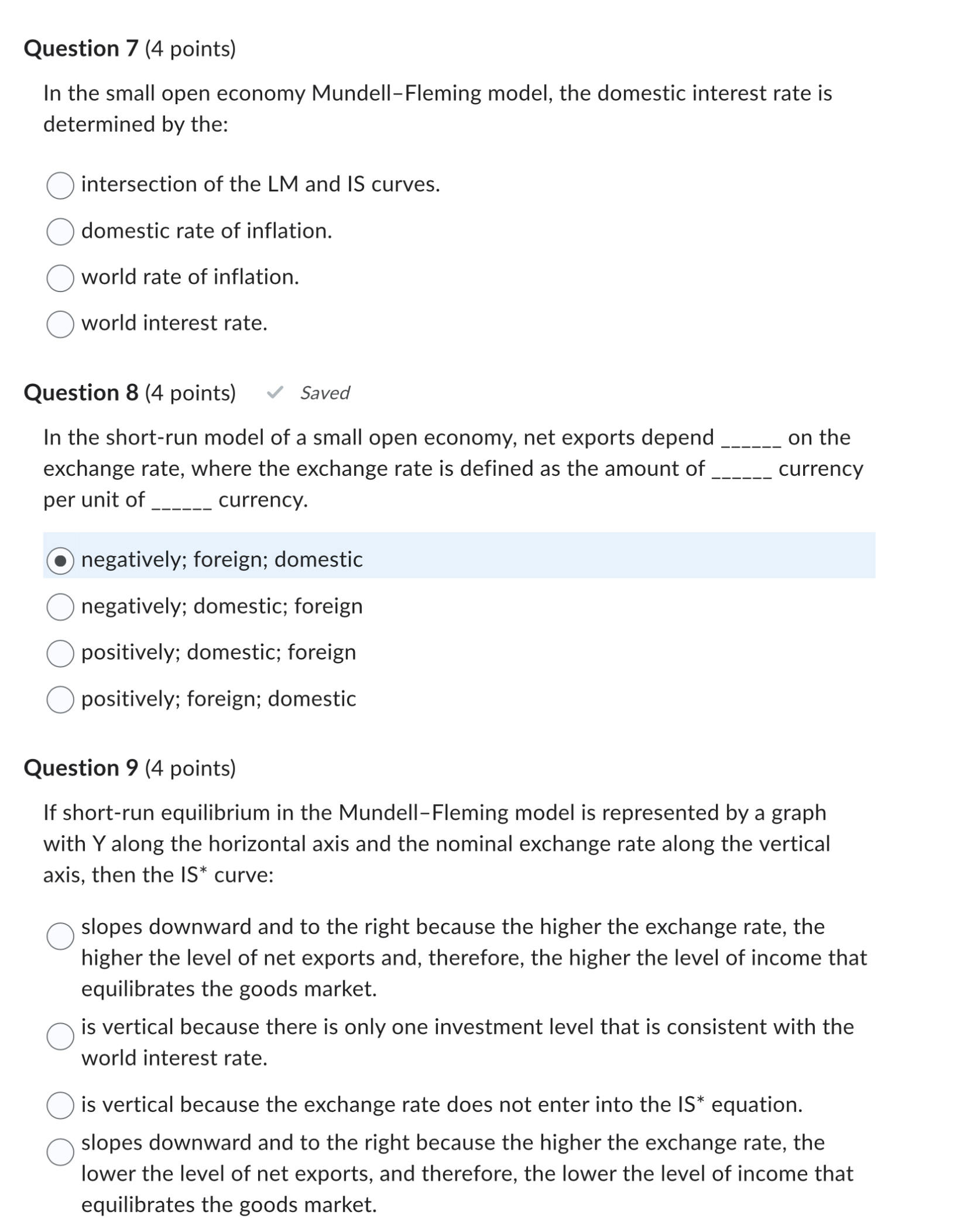 Solved Question 9 (4 ﻿points)If short-run equilibrium in the | Chegg.com