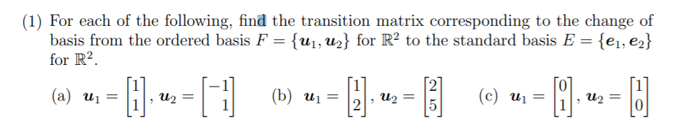Solved (1) For each of the following, find the transition | Chegg.com