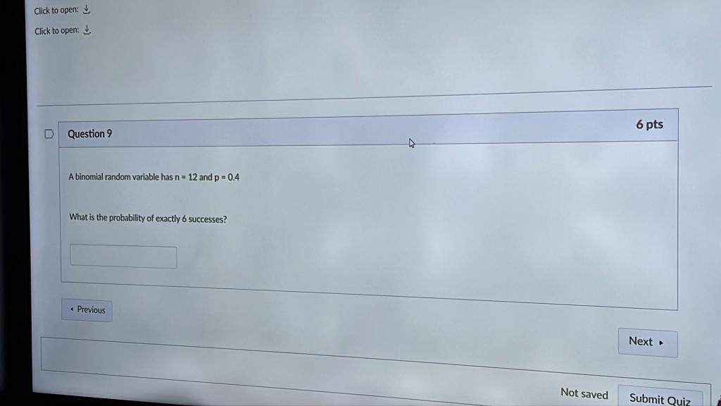 Solved Question 9 6 pts A binomial random variable has n=12 | Chegg.com
