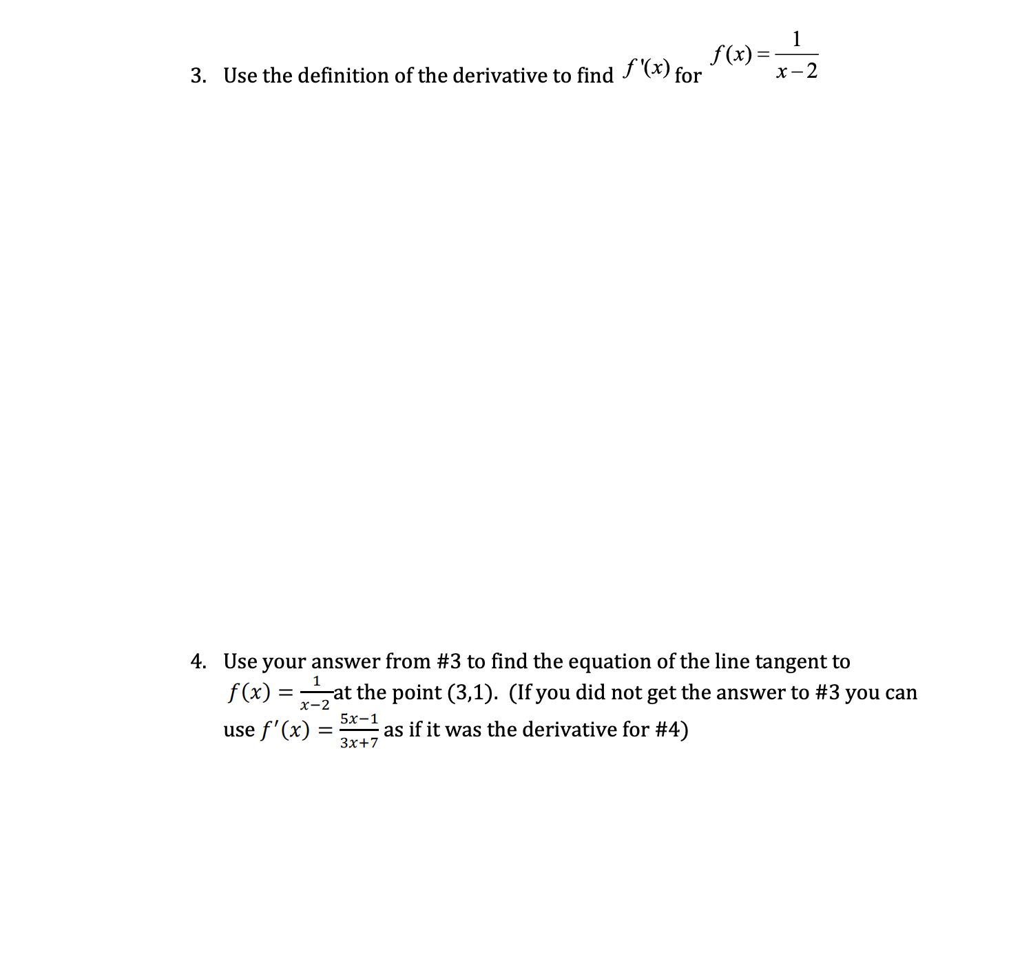 Solved 3. Use the definition of the derivative to find f′(x) | Chegg.com