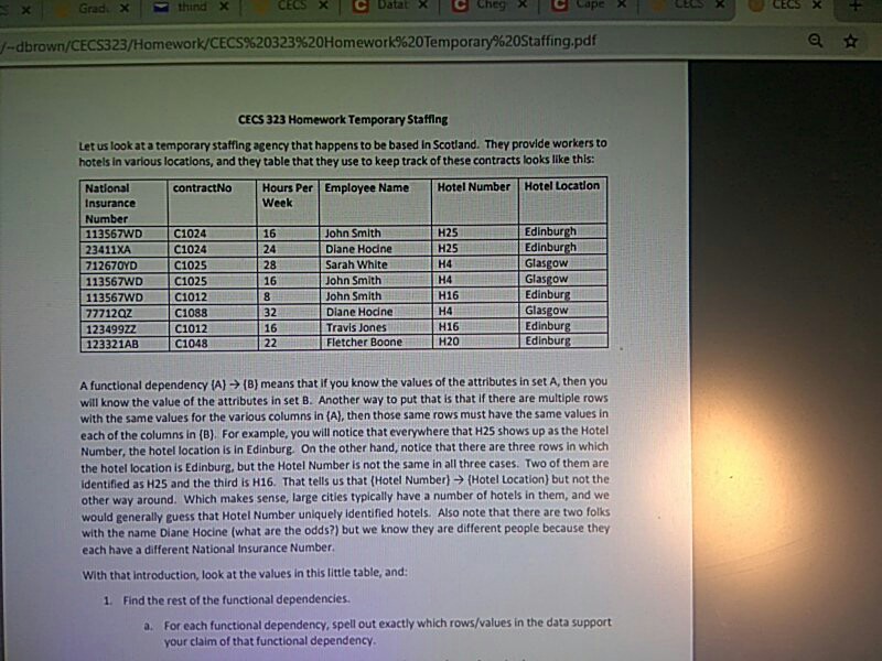 Solved CECS 323 Homework Temporary Staffing Let us look at a | Chegg.com