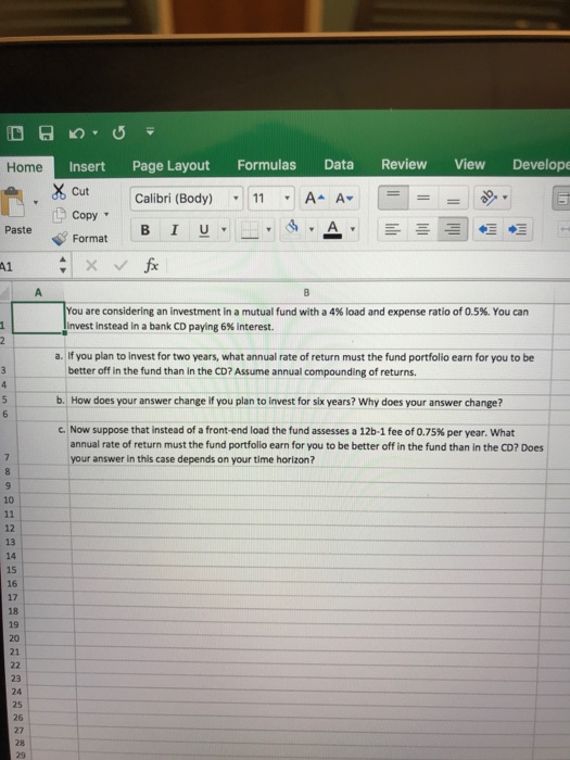 Solved Home Insert Page Layout Formulas Data Review View | Chegg.com