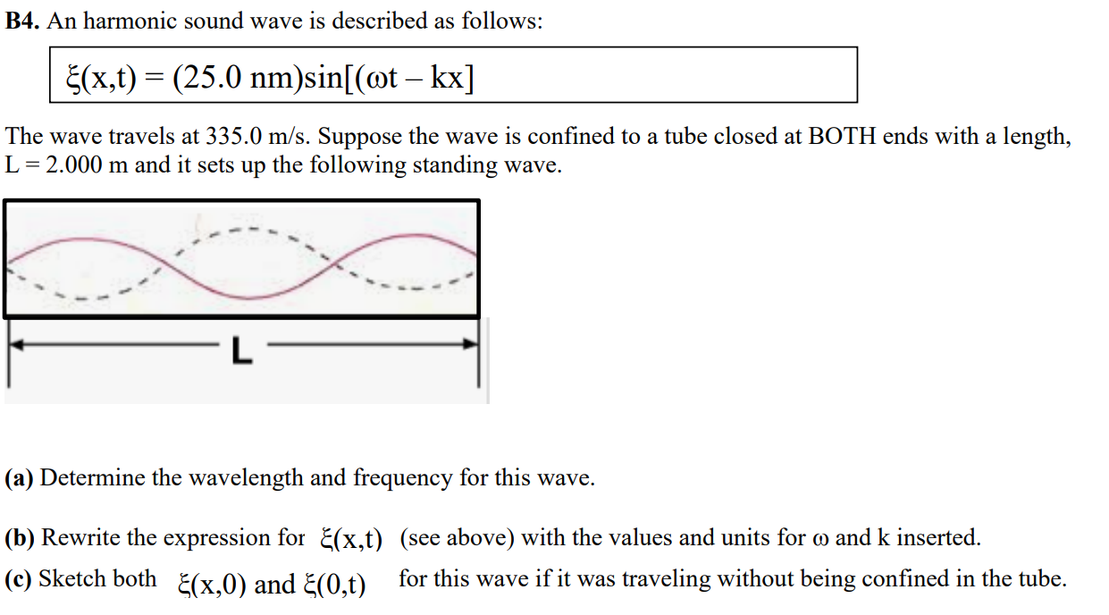 Solved B4. An harmonic sound wave is described as follows: | Chegg.com