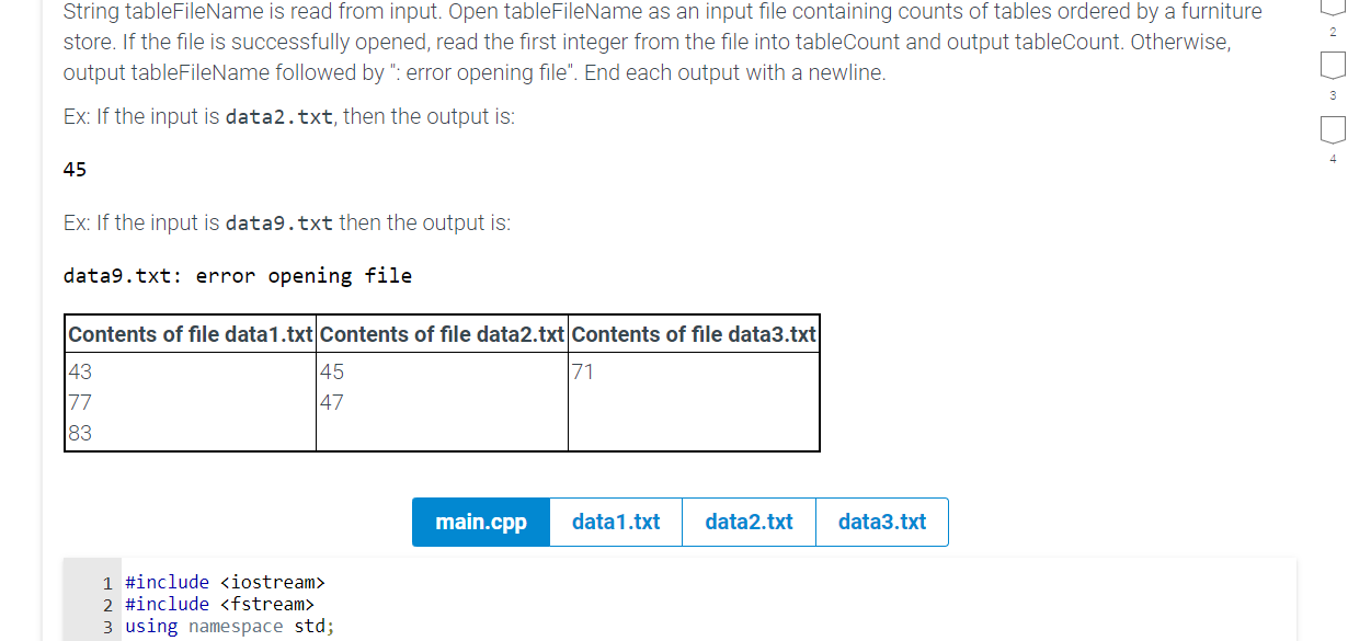 Solved String tableFileName is read from input. Open | Chegg.com