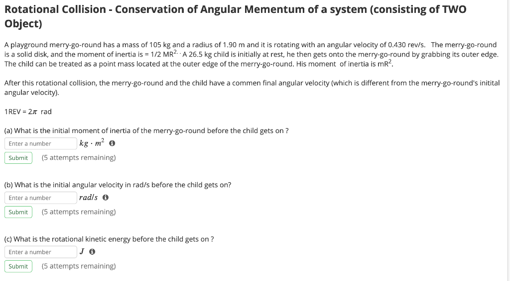 Solved Rotational Collision - Conservation of Angular | Chegg.com