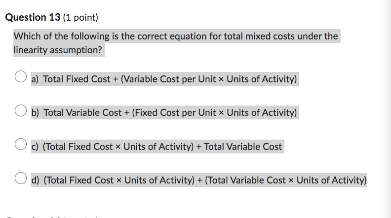 Solved Question 13 (1 point) Which of the following is the | Chegg.com