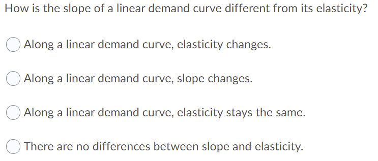 Solved How is the slope of a linear demand curve different | Chegg.com