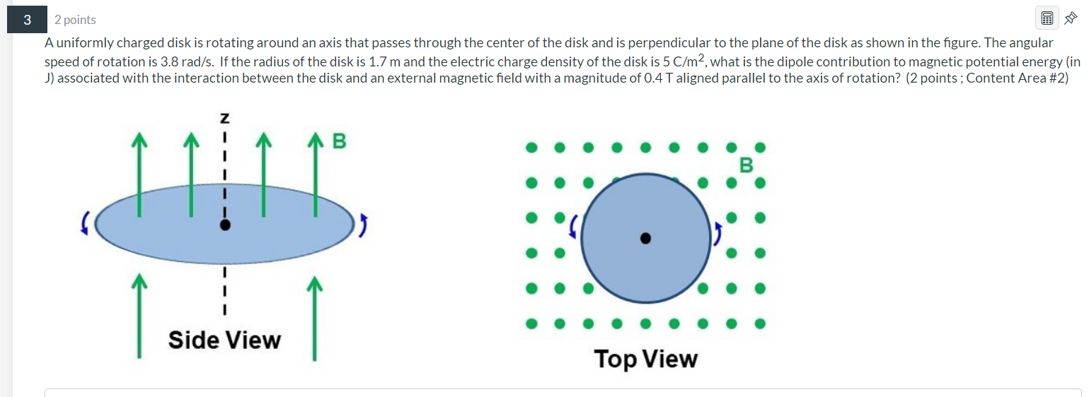 Solved 3 2 points A uniformly charged disk is rotating | Chegg.com