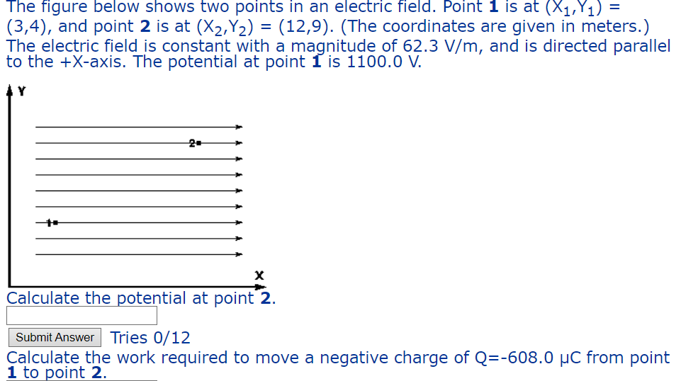 Solved The figure below shows two points in an electric | Chegg.com