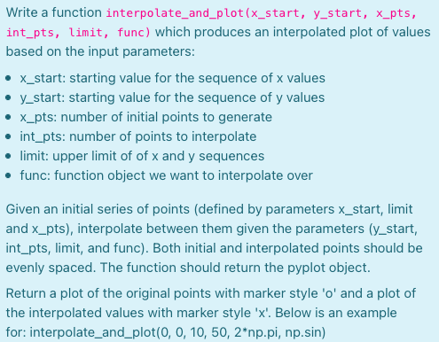 Solved Write a function interpolate_and_plot (x_start, | Chegg.com