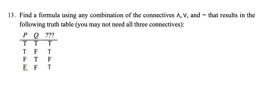 Solved 13. Find a formula using any combination of the | Chegg.com