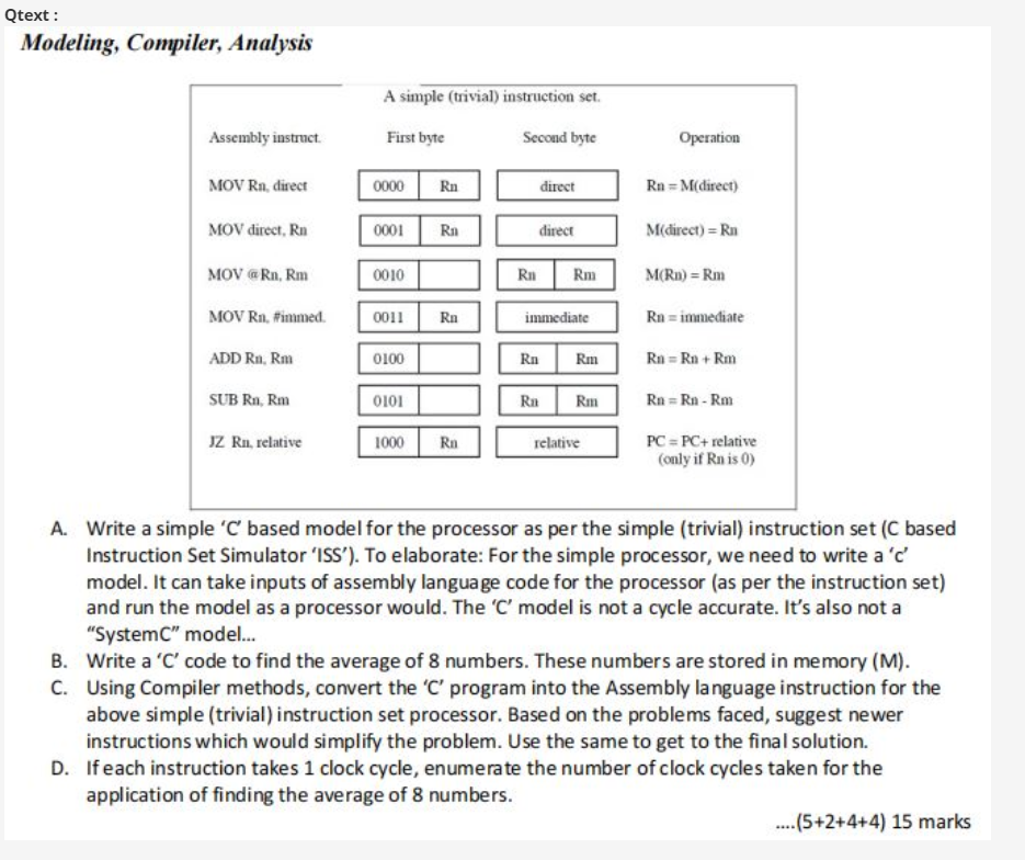 Solved Modeling, Compiler, Analysis A. Write a simple ' C ' | Chegg.com