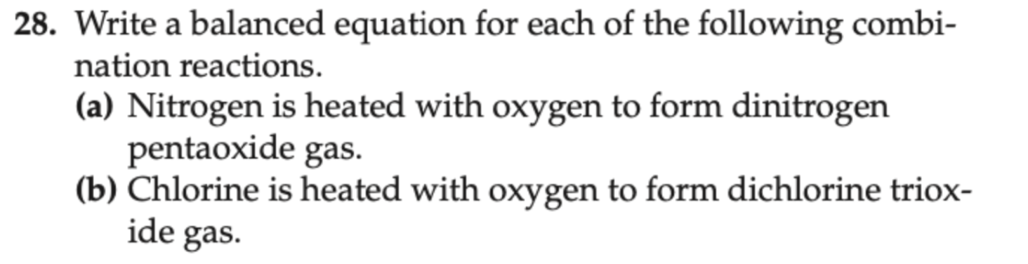 Solved 28. Write a balanced equation for each of the | Chegg.com