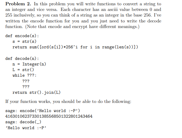 Solved Problem 2. In this problem you will write functions | Chegg.com