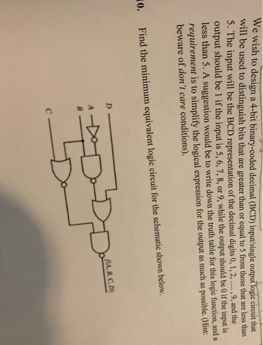 Solved E Wish To Design A 4 Bit Binary Coded Decimal Bcd 7727