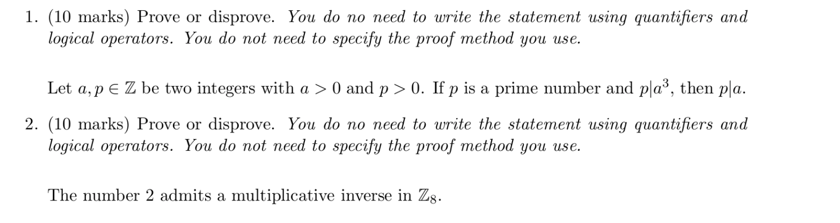 Solved 1. (10 marks) Prove or disprove. You do no need to | Chegg.com