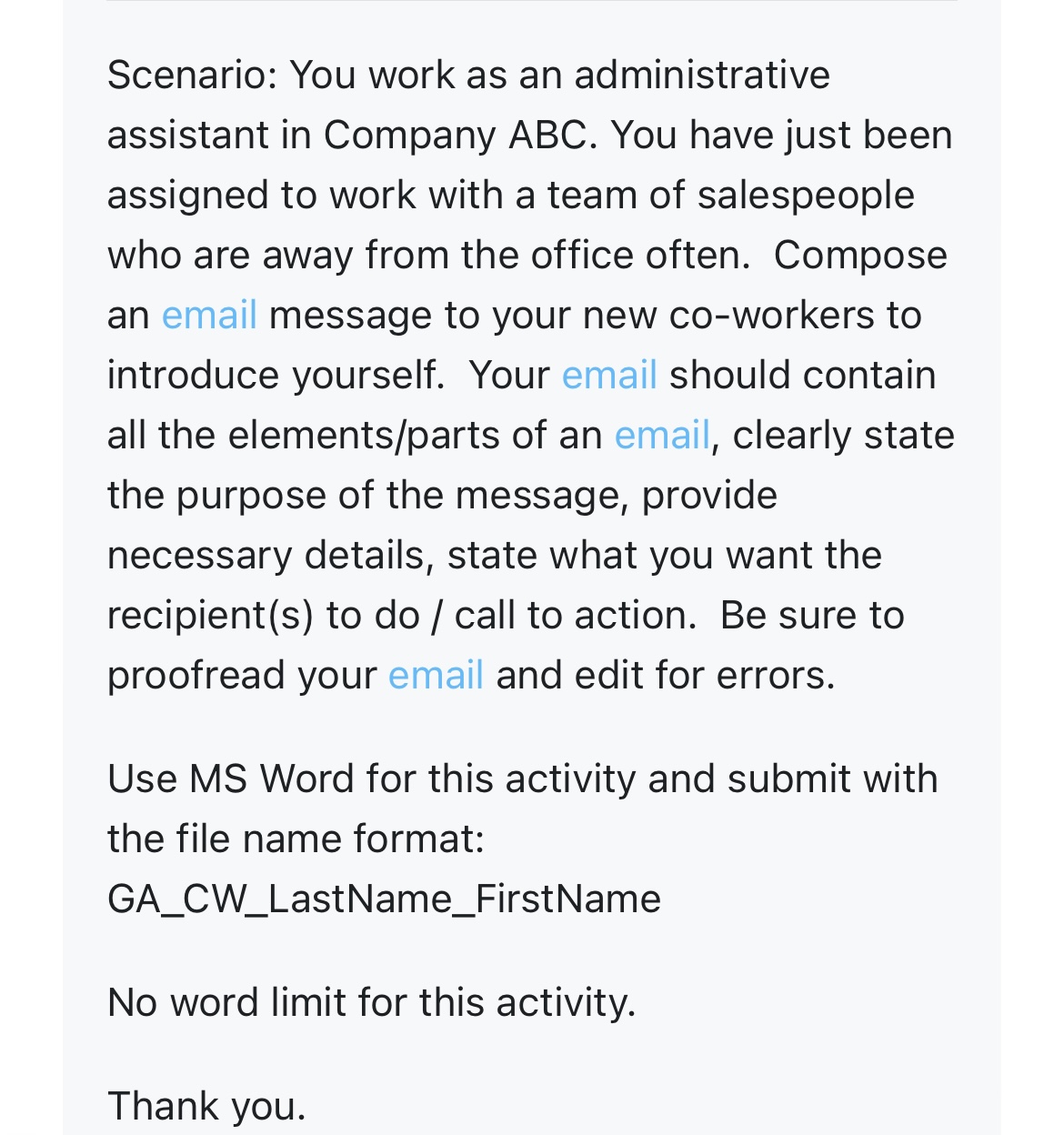 Scenario: You work as an administrative assistant in | Chegg.com
