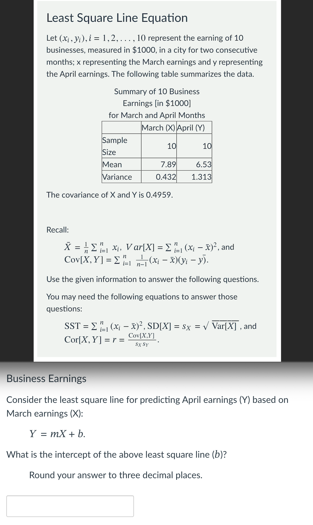 Solved Least Square Line EquationLet (xi,yi),i=1,2,dots,10 | Chegg.com