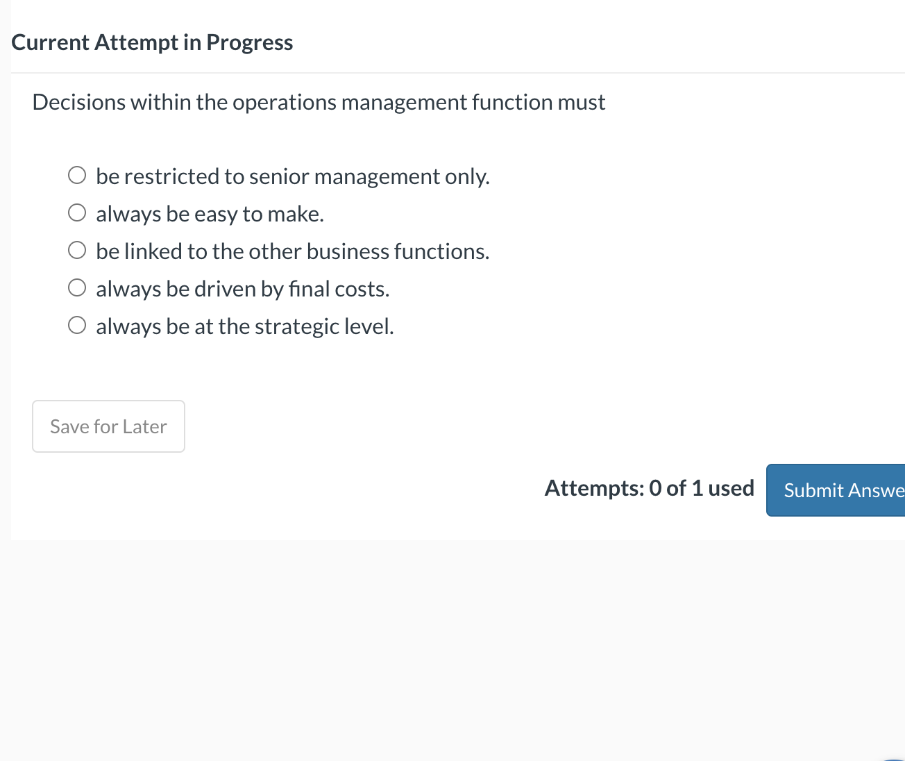 Solved Current Attempt in ProgressDecisions within the | Chegg.com
