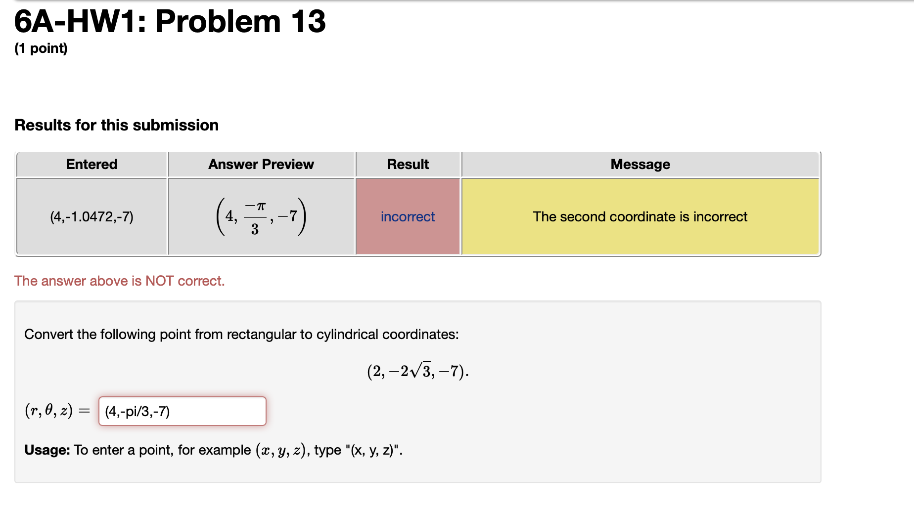 Solved 6A-HW1: Problem 13 (1 point) Results for this | Chegg.com
