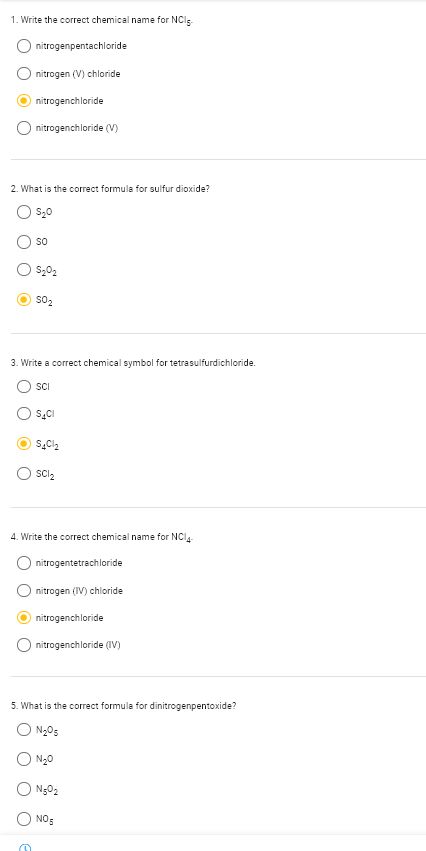 Solved 1. Write the correct chemical name for NCl5 - | Chegg.com