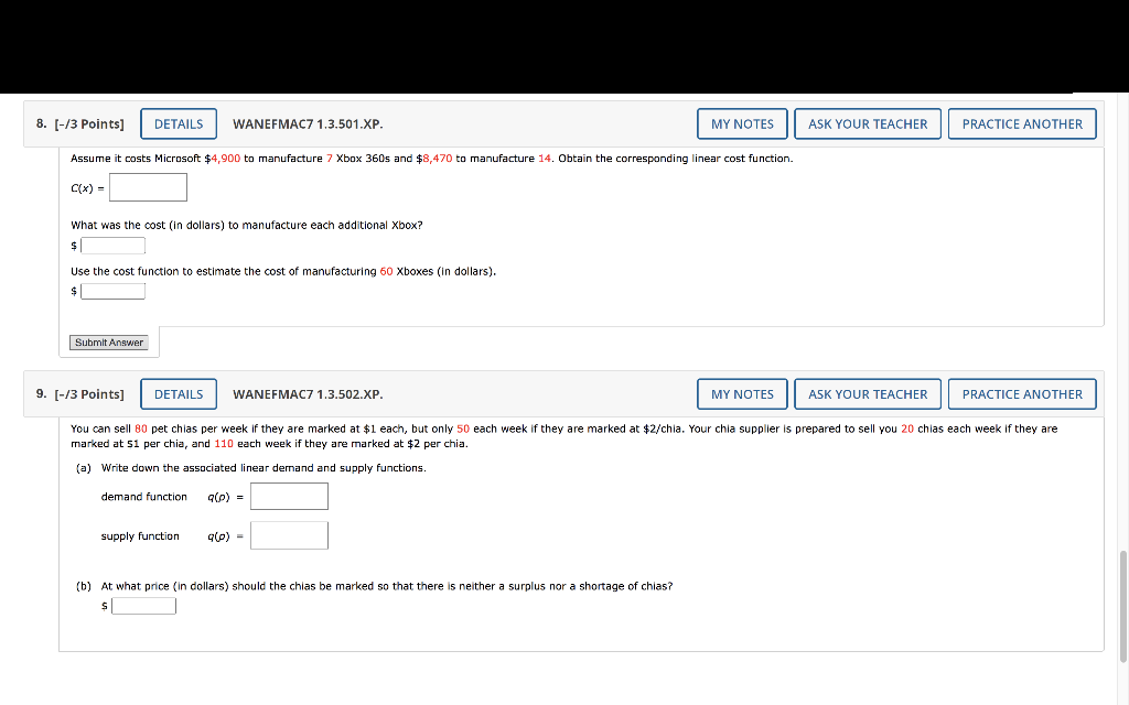 Solved 8. [-/3 Points] DETAILS WANEFMAC7 1.3.501.XP. MY | Chegg.com