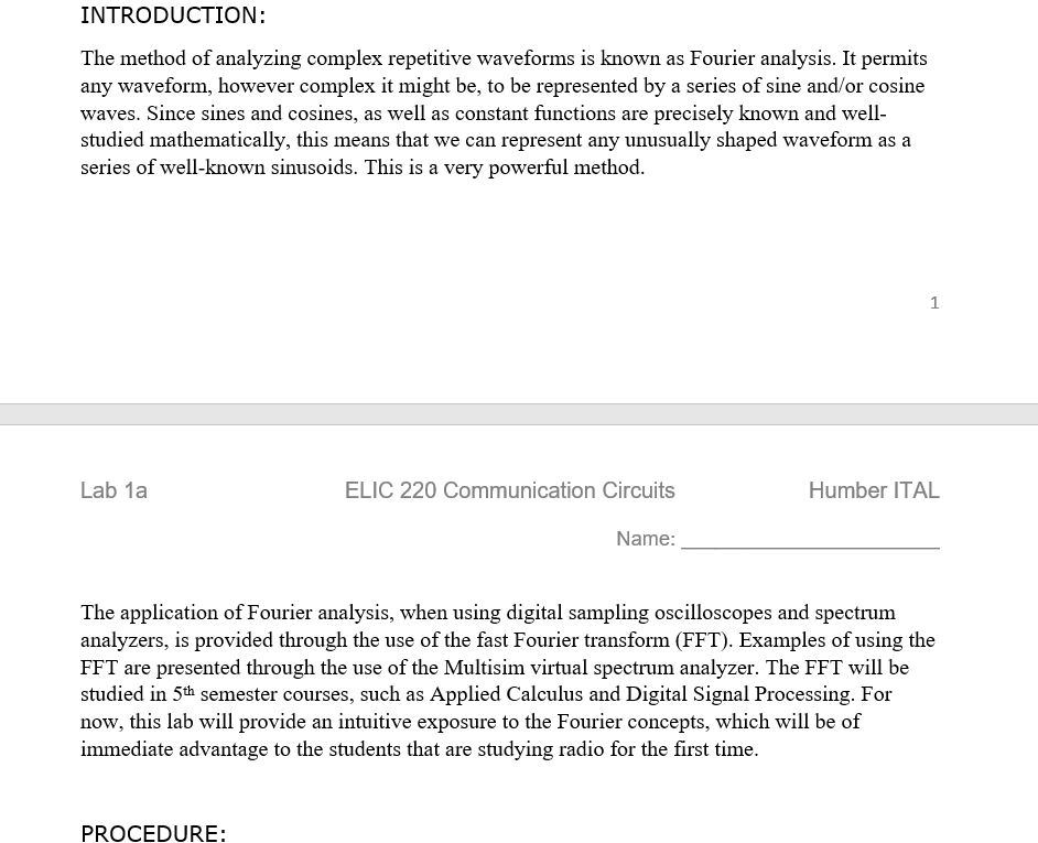 The Spectrum Analyzer In Simulation Objectives 1 To