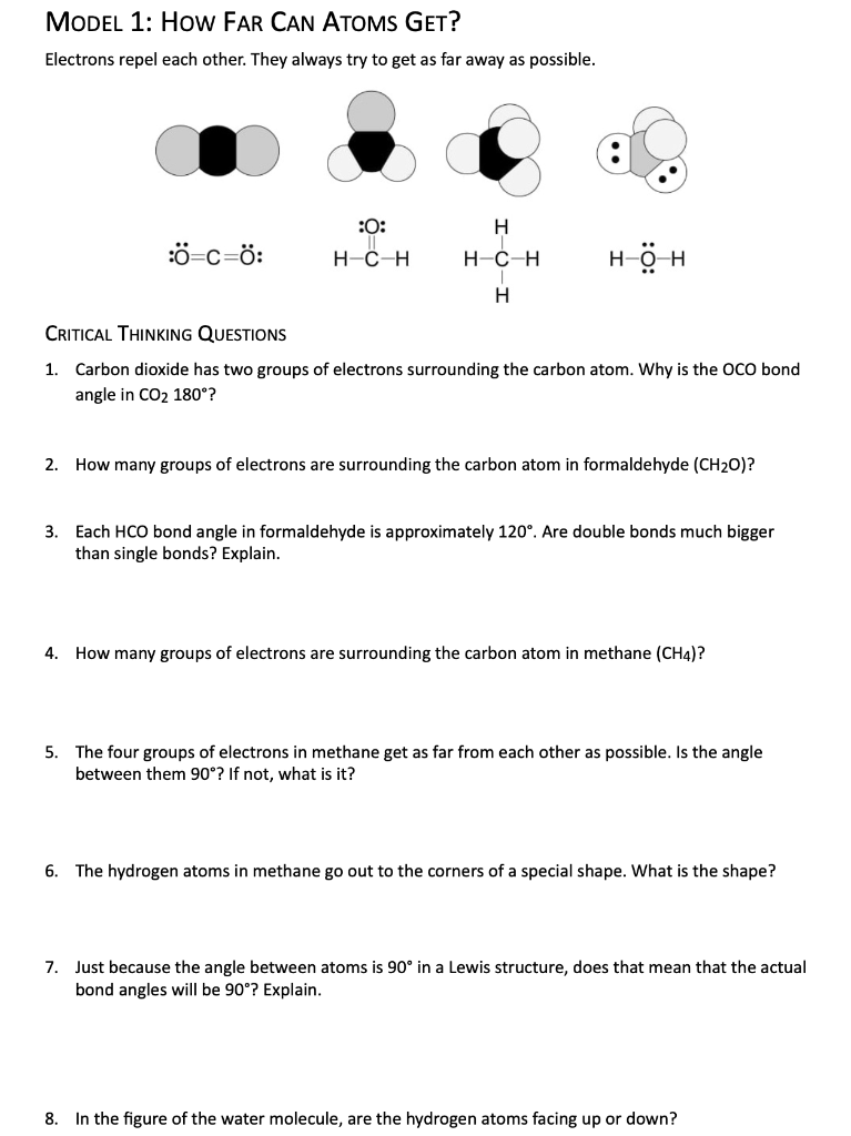 Solved MODEL 1: How Far Can AtOMS Get? Electrons repel each | Chegg.com