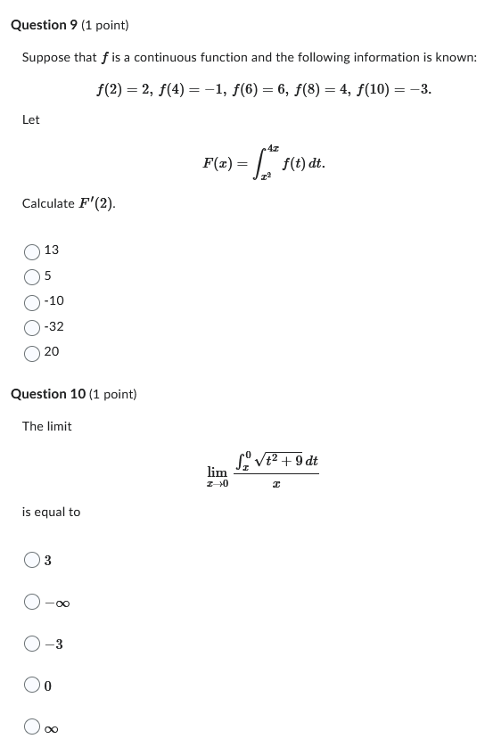 Solved Suppose that f is a continuous function and the | Chegg.com