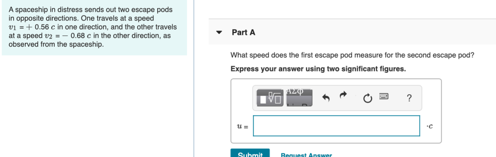 Solved A spaceship in distress sends out two escape pods in | Chegg.com