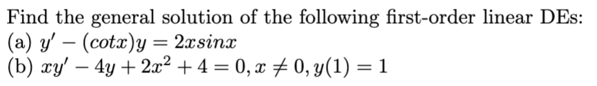 Solved Find the general solution of the following | Chegg.com