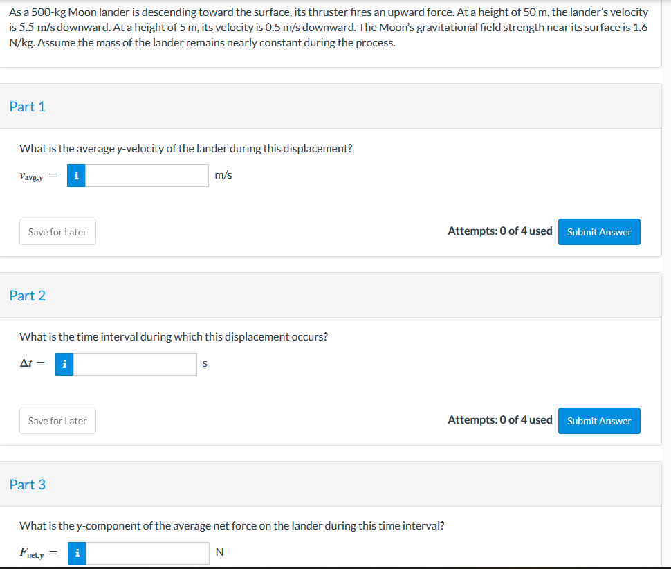 Solved As a 500-kg Moon lander is descending toward the | Chegg.com