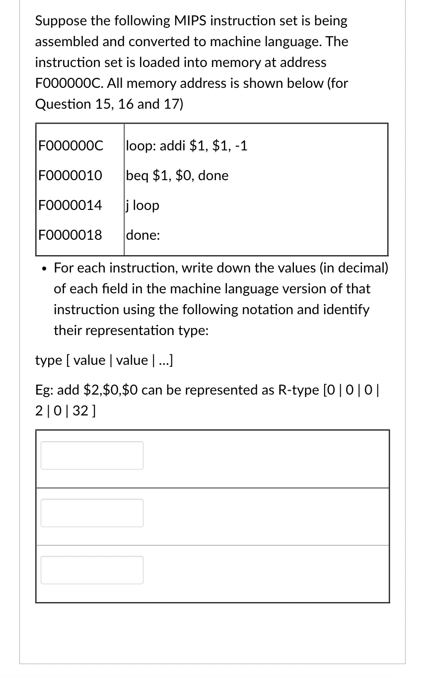 Solved Suppose the following MIPS instruction set is being | Chegg.com