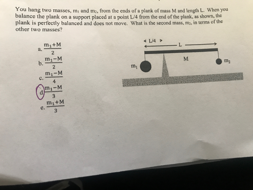 Solved You hang two masses, mi and m2, from the ends of a | Chegg.com