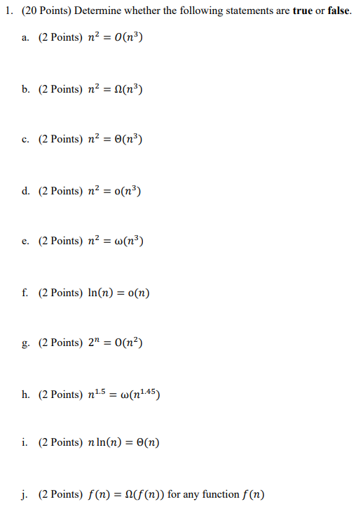 Solved 1. (20 Points) Determine whether the following | Chegg.com