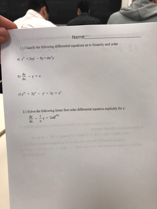 Solved Classify the following differential equations as to | Chegg.com