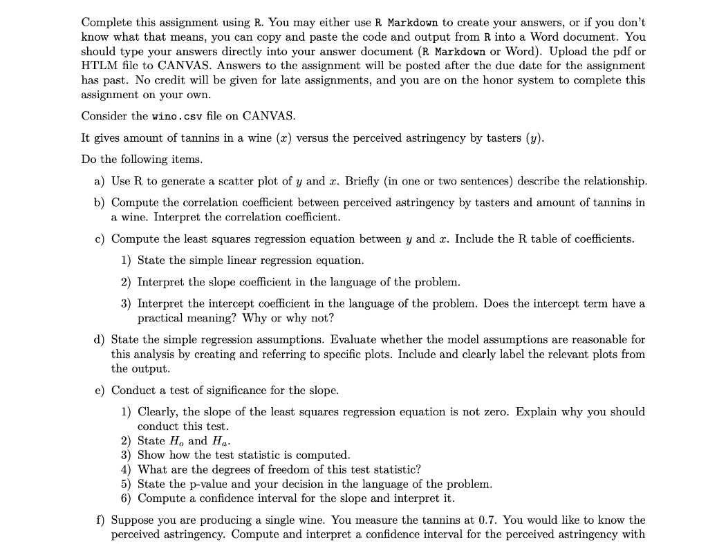 Complete this assignment using R. You may either use | Chegg.com