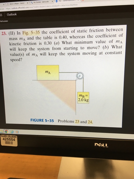 Solved ed ecure https 5 Outlook Full screen 23. (II) In Fig. | Chegg.com
