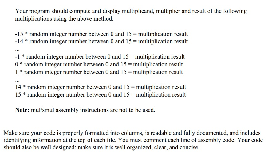 Overview Your programs will implement multiplication | Chegg.com