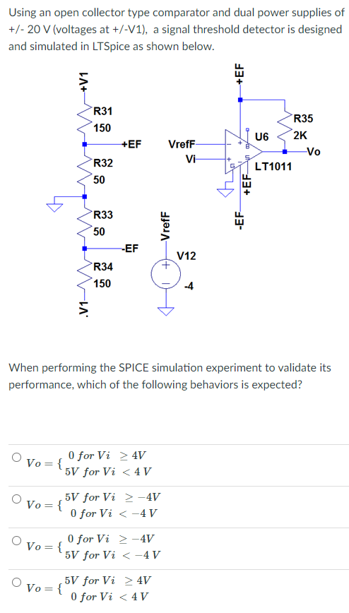 Solved Using an open collector type comparator and dual | Chegg.com