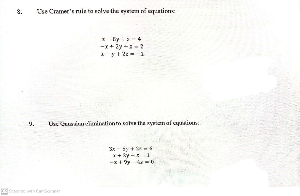 Solved Use Cramer's rule to solve the system of equations: | Chegg.com