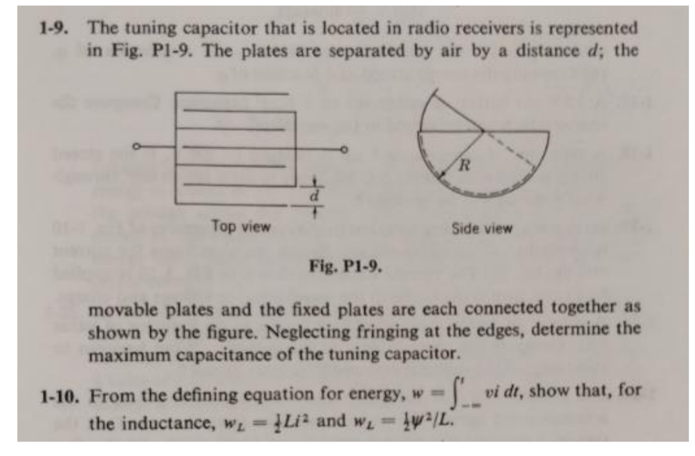 Solved 1-9. The tuning capacitor that is located in radio | Chegg.com
