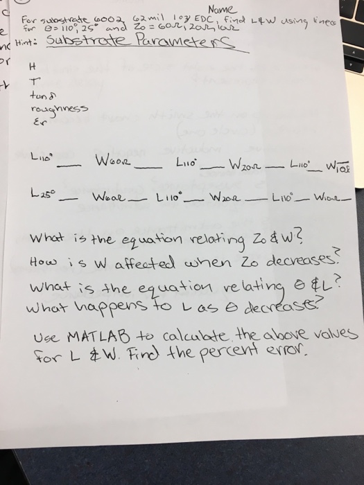 Name Lnc L25 What is the equation reloti ng Zo & w | Chegg.com