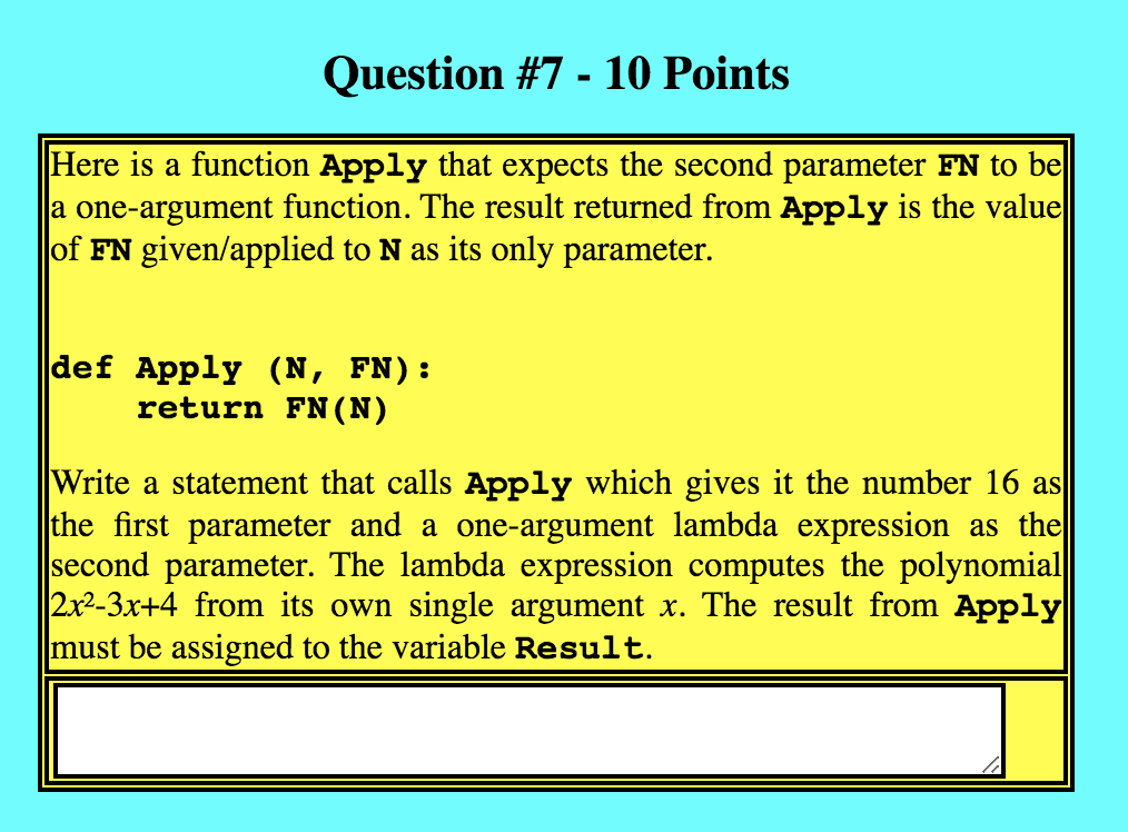 Solved Question 7 10 Points Here Is A Function Apply That 0114