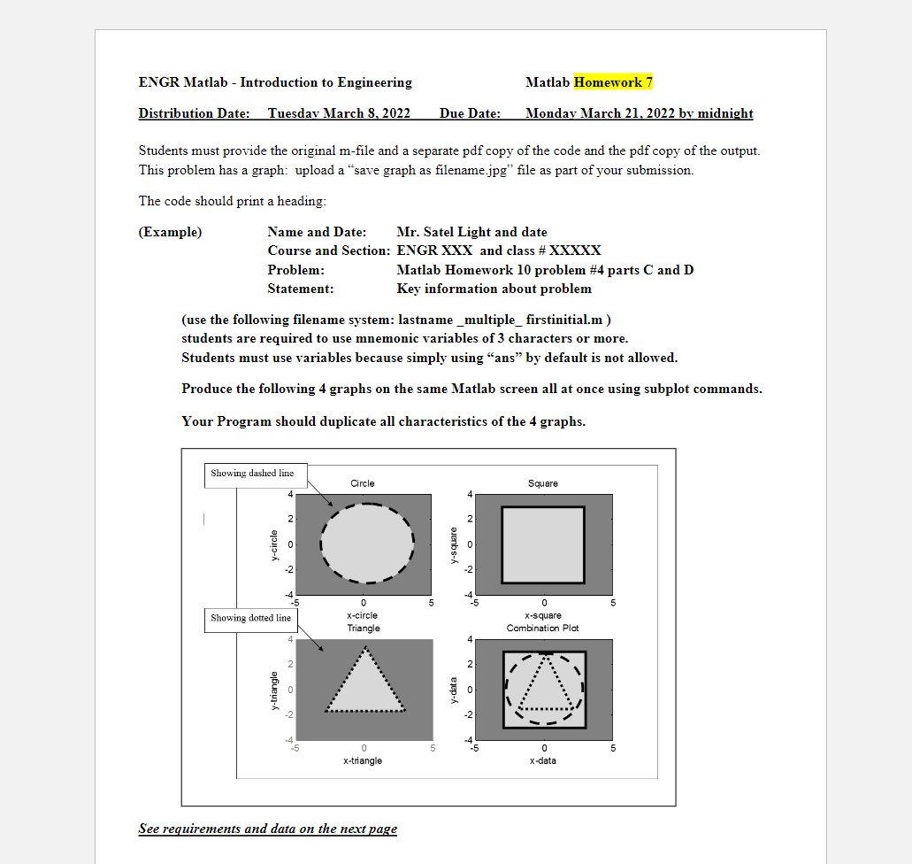 ENGR Matlab - Introduction to Engineering Matlab | Chegg.com
